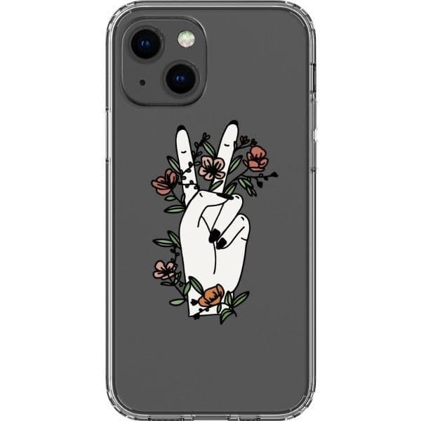 Peace Sign Line Art Clear Phone Cases for Apple iPhone 15 (& more ...