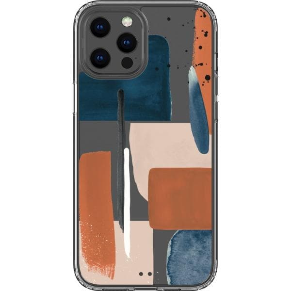 Rust Rose Navy Abstract Clear Phone Case for Apple iPhone 15 (& more ...