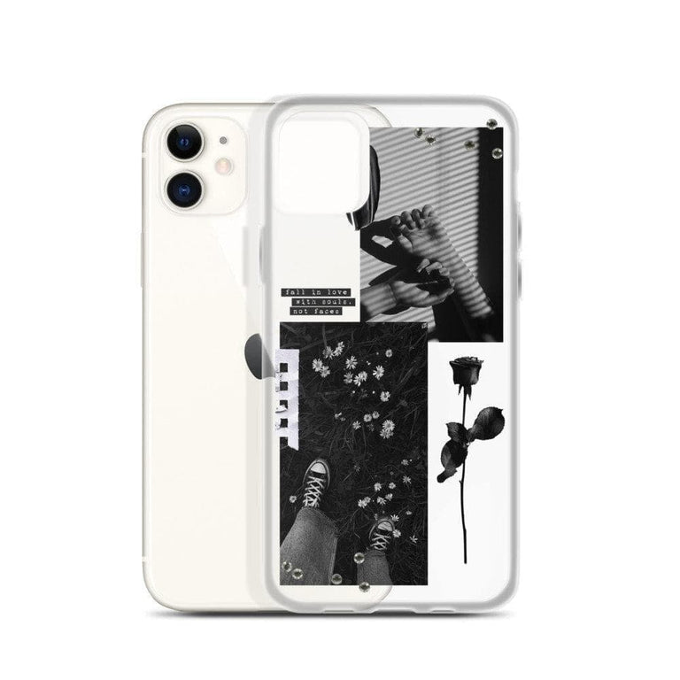 Black and White Aesthetic Collage Clear Phone Case for Apple iPhone 13 ...