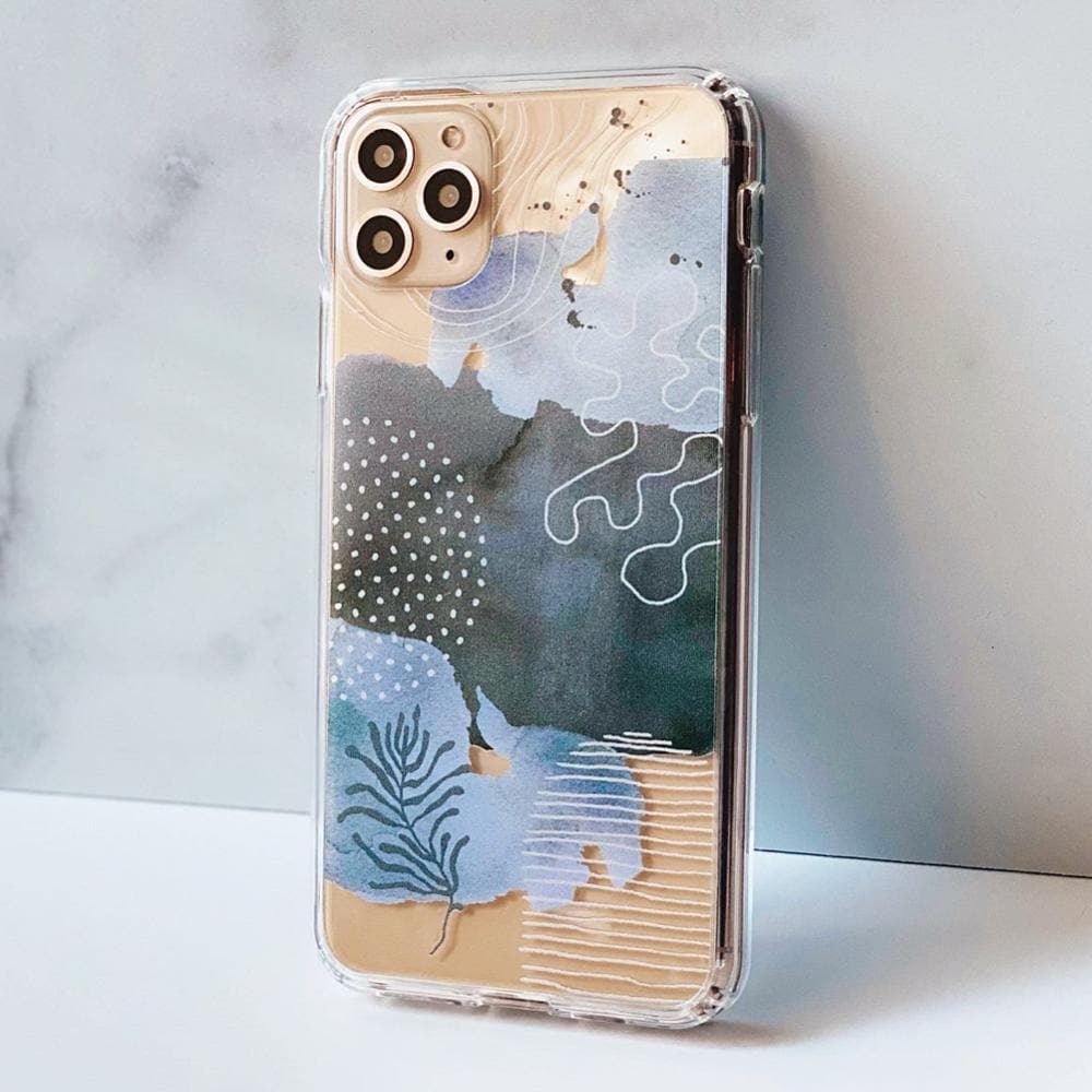 Blue Abstract Shapes Clear Phone Case for Apple iPhone 15 (& more ...