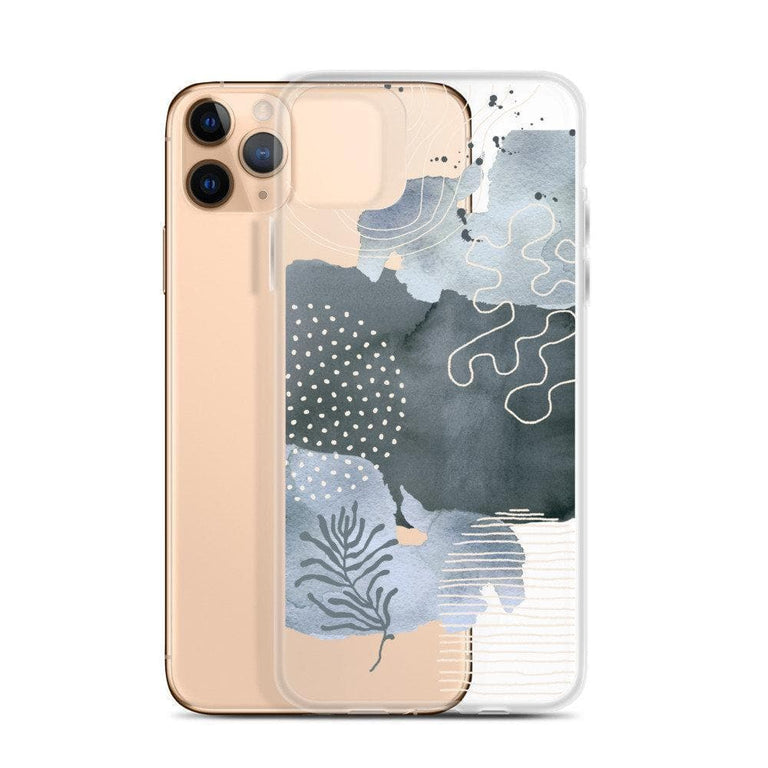 Blue Abstract Shapes Clear Phone Case for Apple iPhone 15 (& more ...