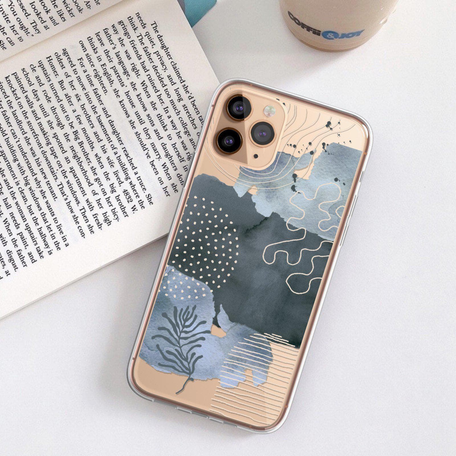Blue Abstract Shapes Clear Phone Case for Apple iPhone 15 (& more ...