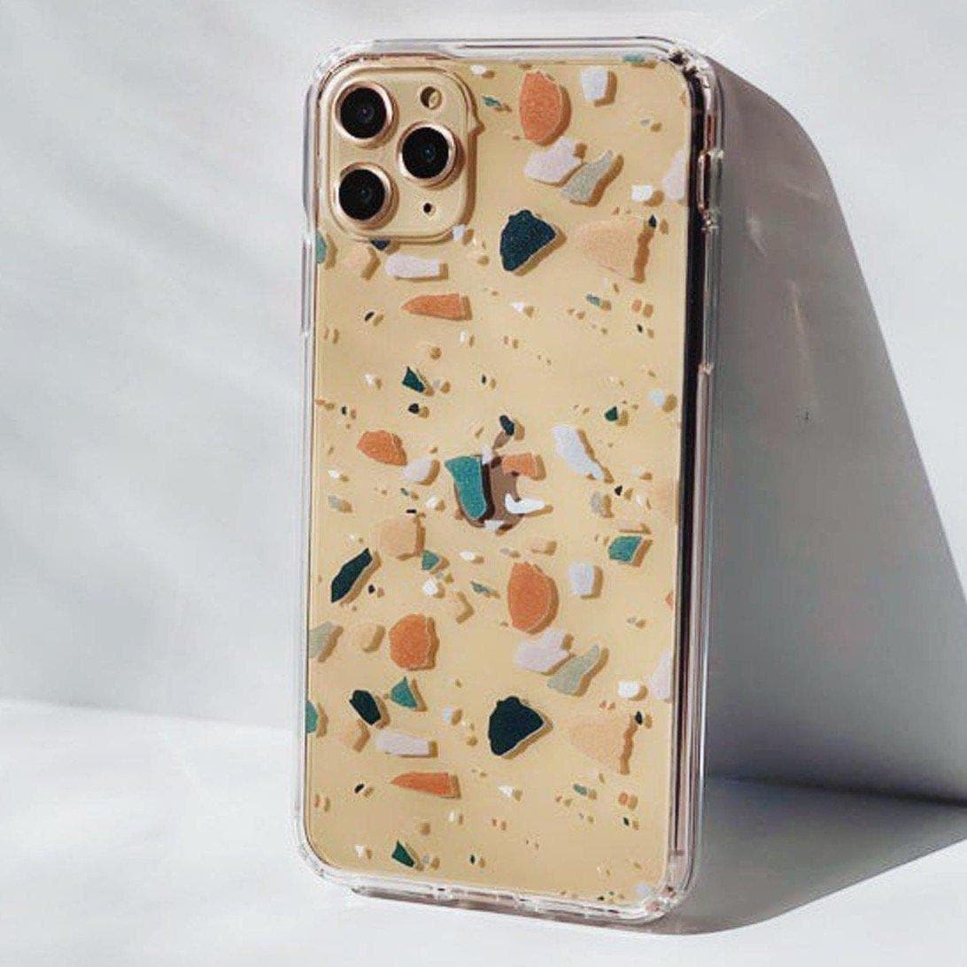Minimal Earth Tone Terrazzo Clear Phone Case for Apple iPhone 13 ...