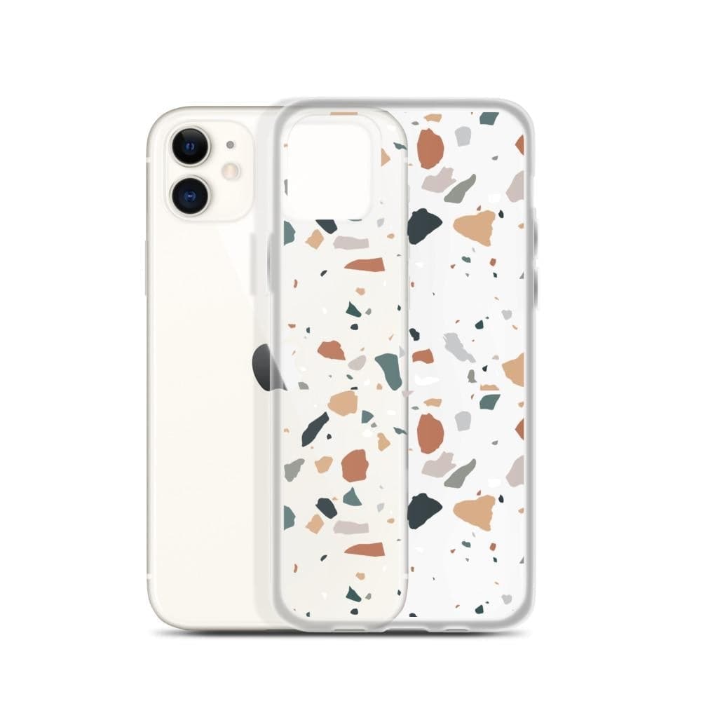 Minimal Earth Tone Terrazzo Clear Phone Case for Apple iPhone 13 ...
