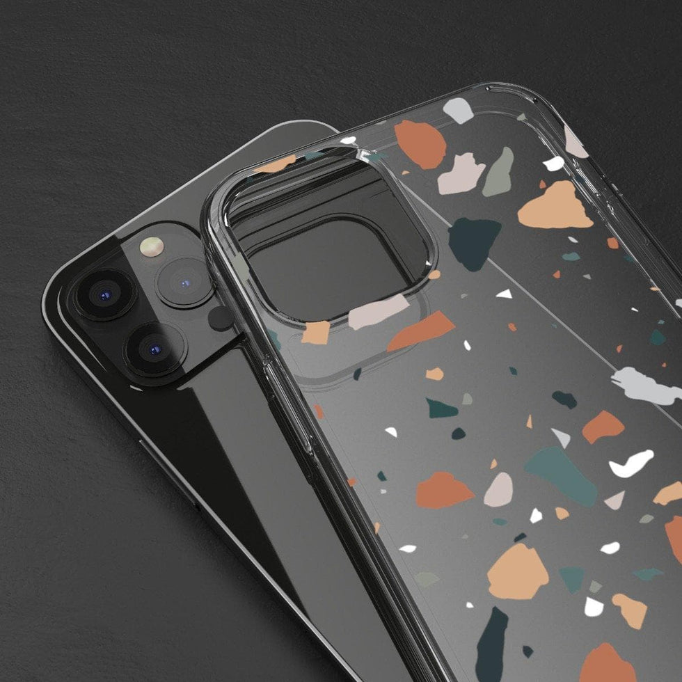 Minimal Earth Tone Terrazzo Clear Phone Case for Apple iPhone 13 ...