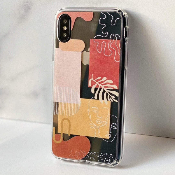 Modern Abstract Collage Clear Phone Case for Apple iPhone 15 (& more ...