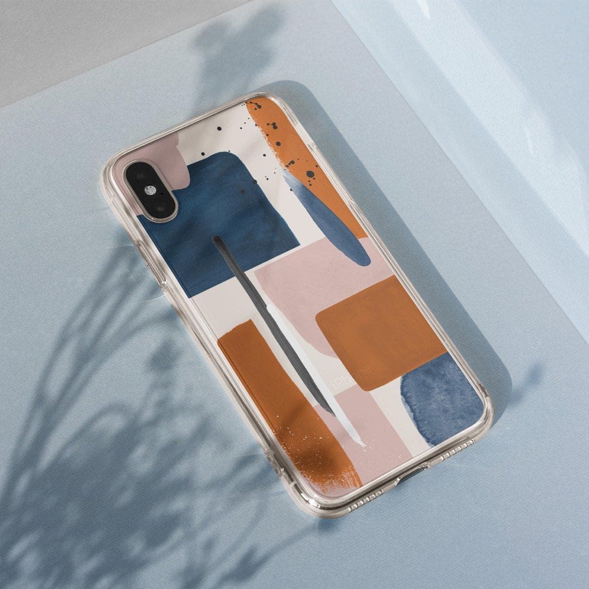 Rust Rose Navy Abstract Clear Phone Case for Apple iPhone 15 (& more ...